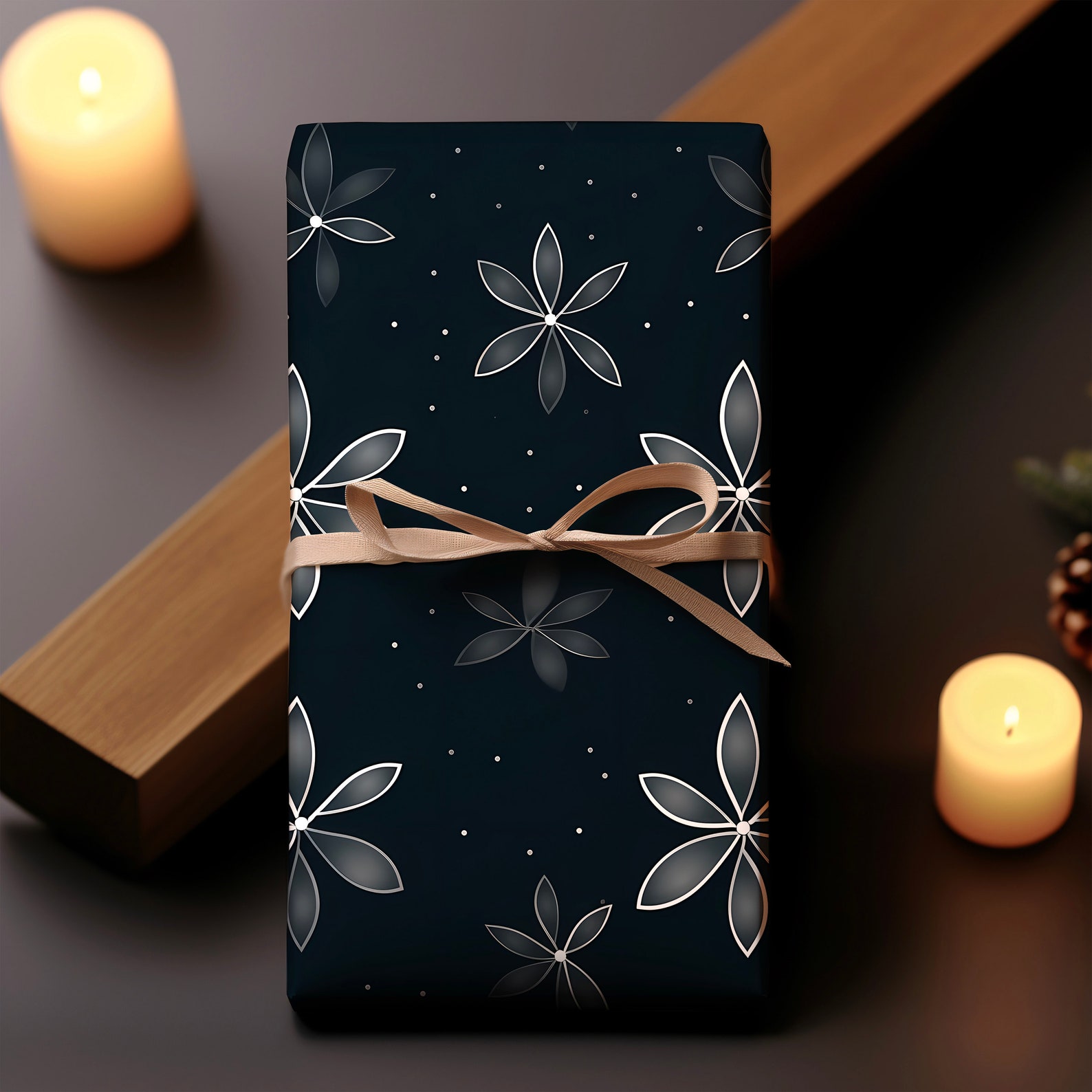 Dark Petals Gift Wrapping Paper Minimal Gift Wrap | Simple Elegant Gift ...