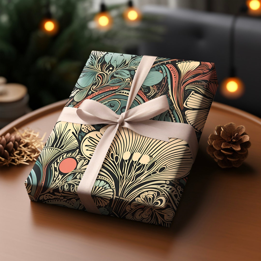 Psychedelic Mushroom Gift Wrapping Paper Floral Gift Wrap | Trippy Gift ...