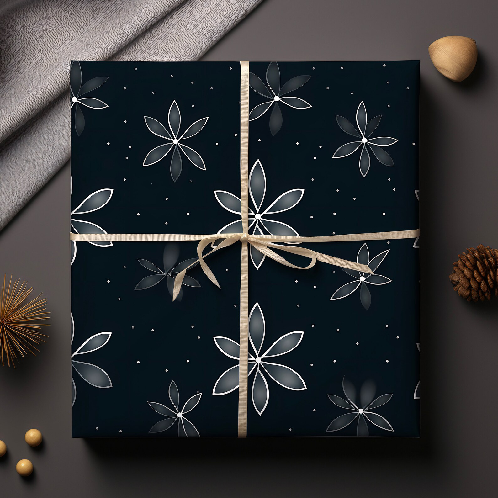 Dark Petals Gift Wrapping Paper Minimal Gift Wrap | Simple Elegant Gift ...