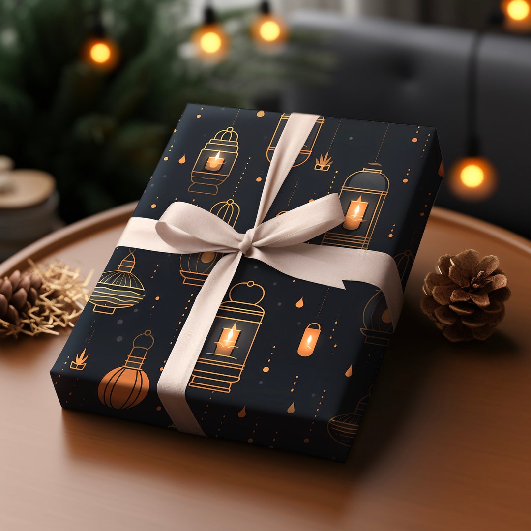 Glowing Lanterns, Vibrant Gift Wrap, Unique Wrapping Paper, Premium ...
