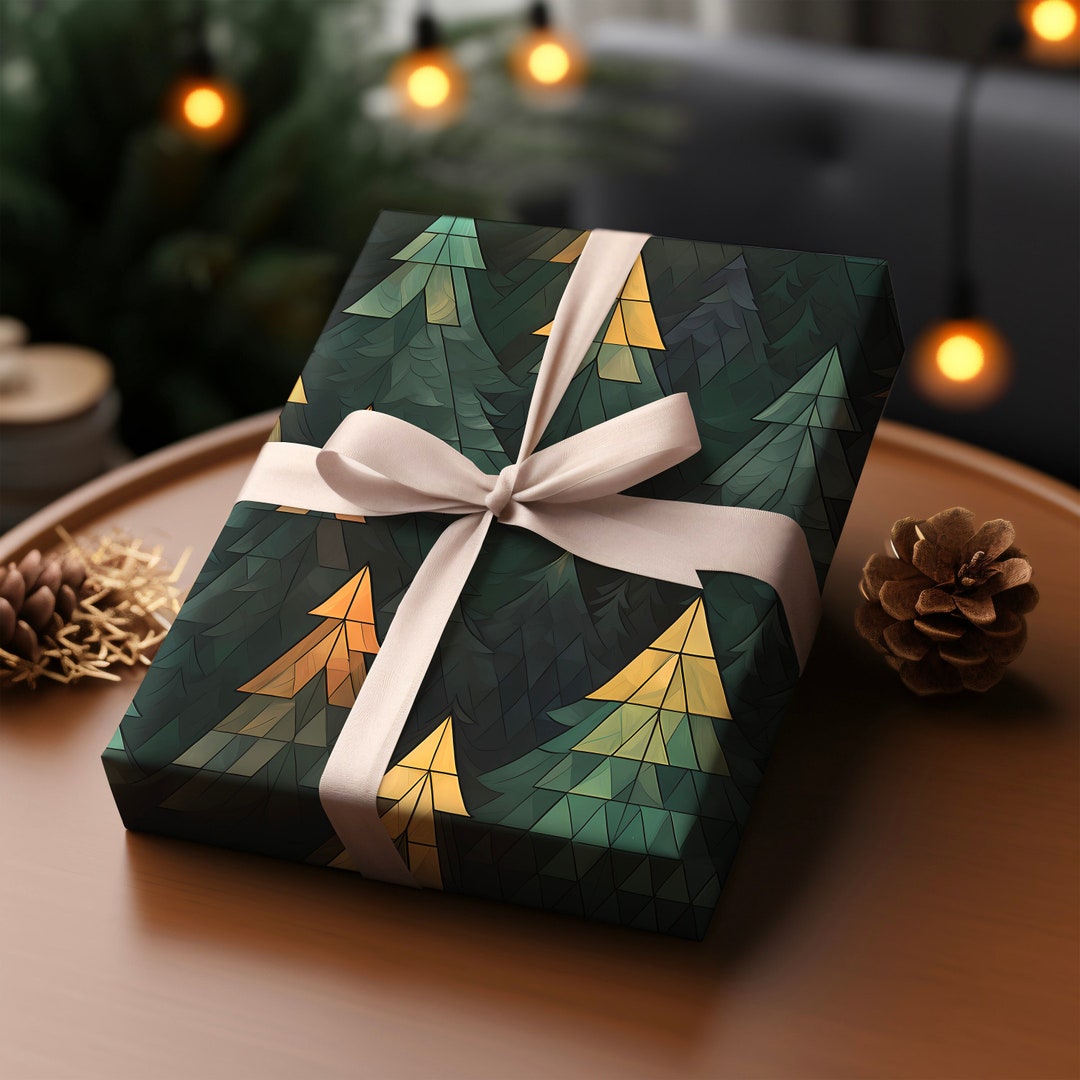 Pine Forest, Vibrant Gift Wrap, Unique Wrapping Paper, Premium Paper ...