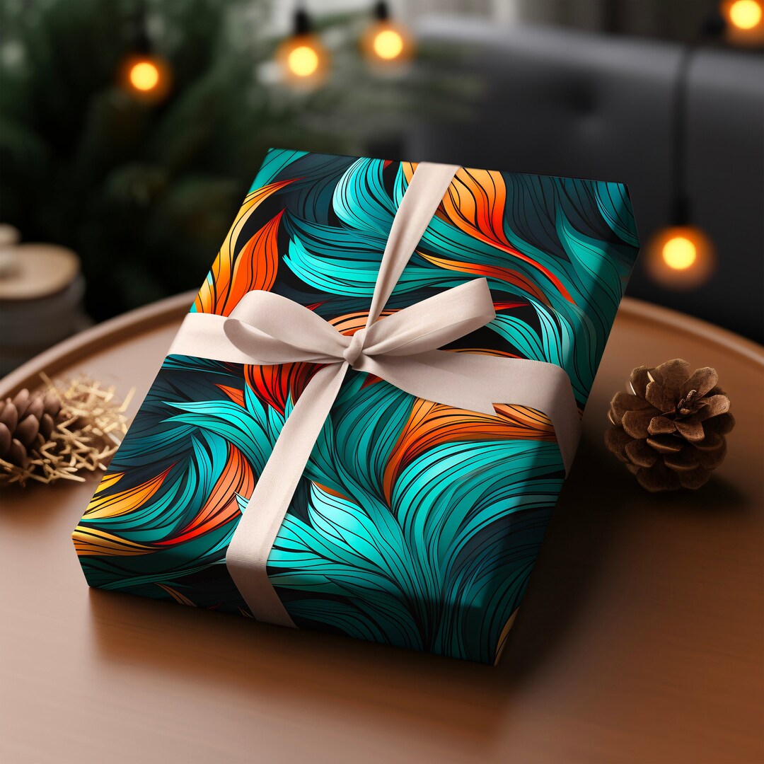 Fiery Teal, Vibrant Gift Wrap, Unique Wrapping Paper, Premium Paper for ...