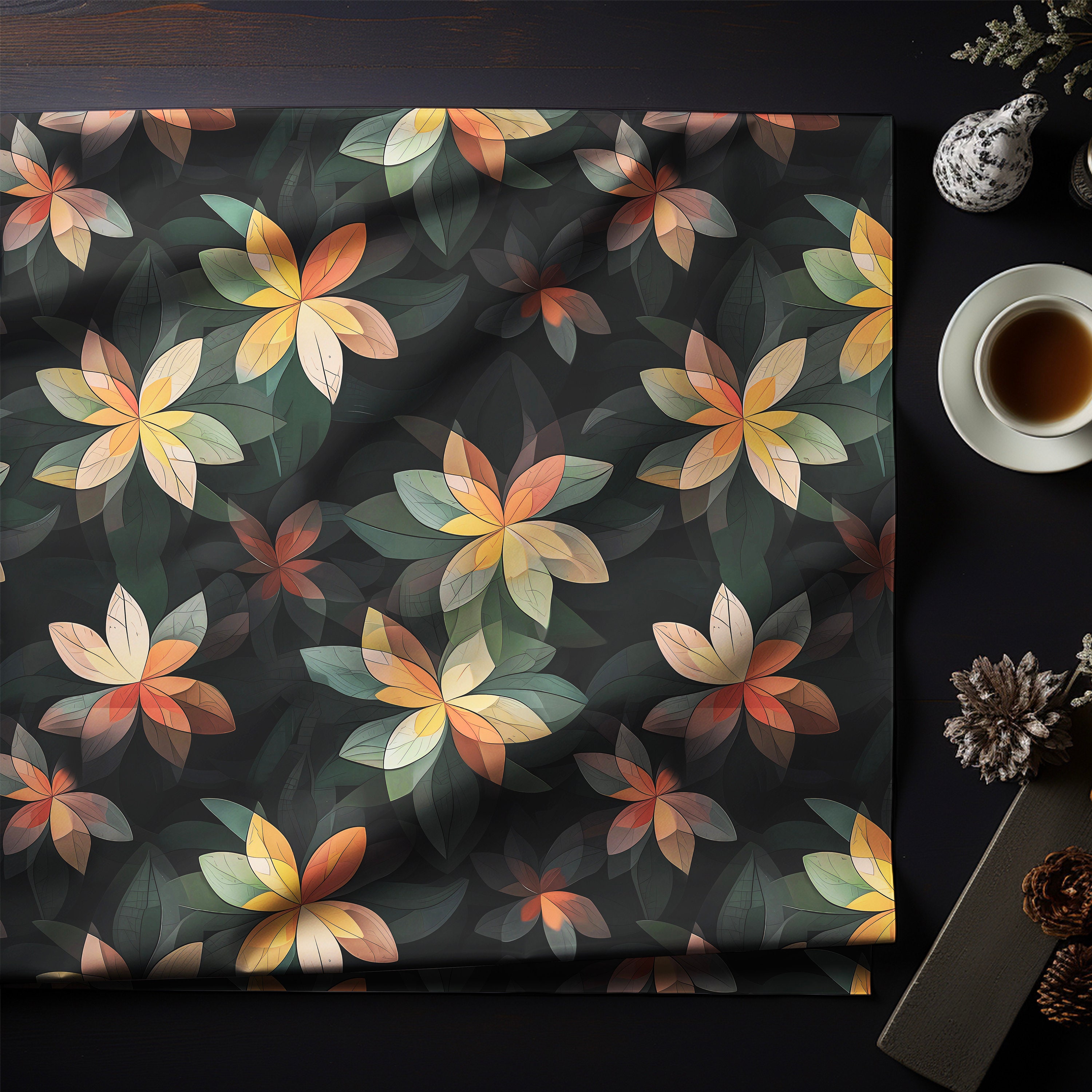 Modern Floral Gift Wrapping Paper Orange & Green Vibrant Gift Wrap ...