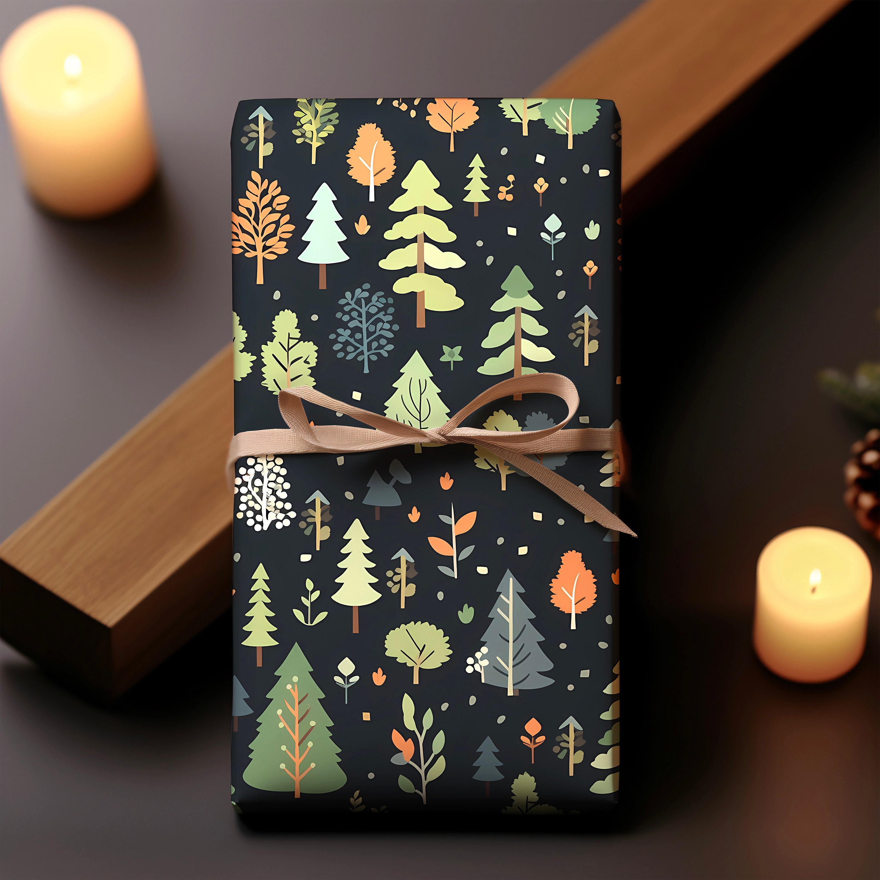 Lively Forest, Vibrant Gift Wrap, Unique Wrapping Paper, Premium Paper ...