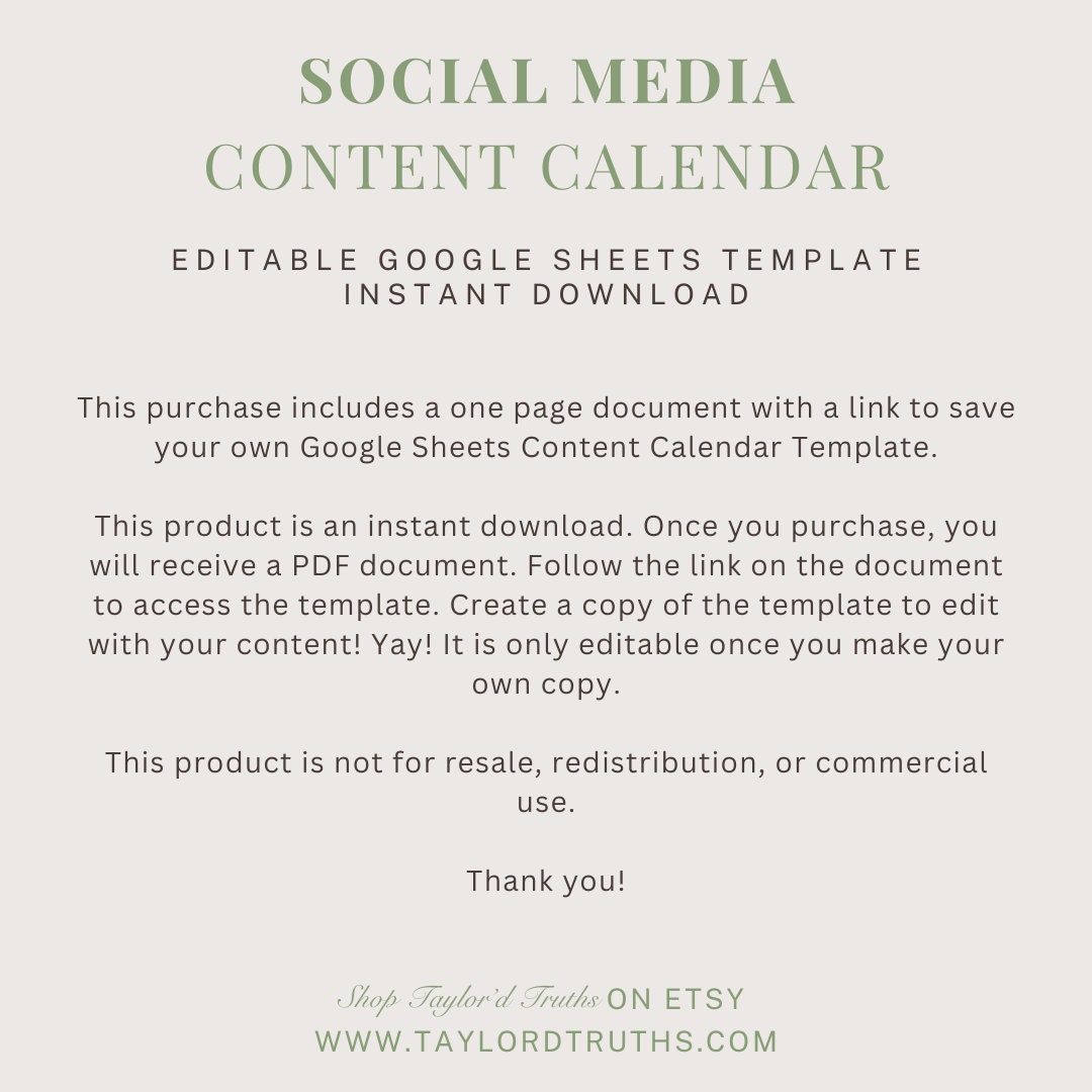 Social Media Content Planner, Google Sheets Spreadsheet, Editable ...