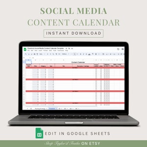 Social Media Content Planner, Google Sheets Spreadsheet, Editable ...