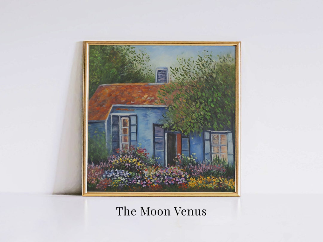 Antique House Portrait, Vintage Village House Portrait, Moody House ...