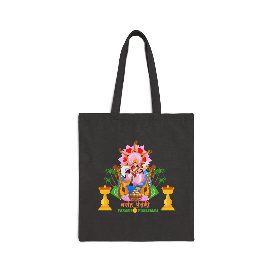 Student Bag, Vasant Panchami Tote, Ma Saraswati Bag, Academic Bag, Devi ...