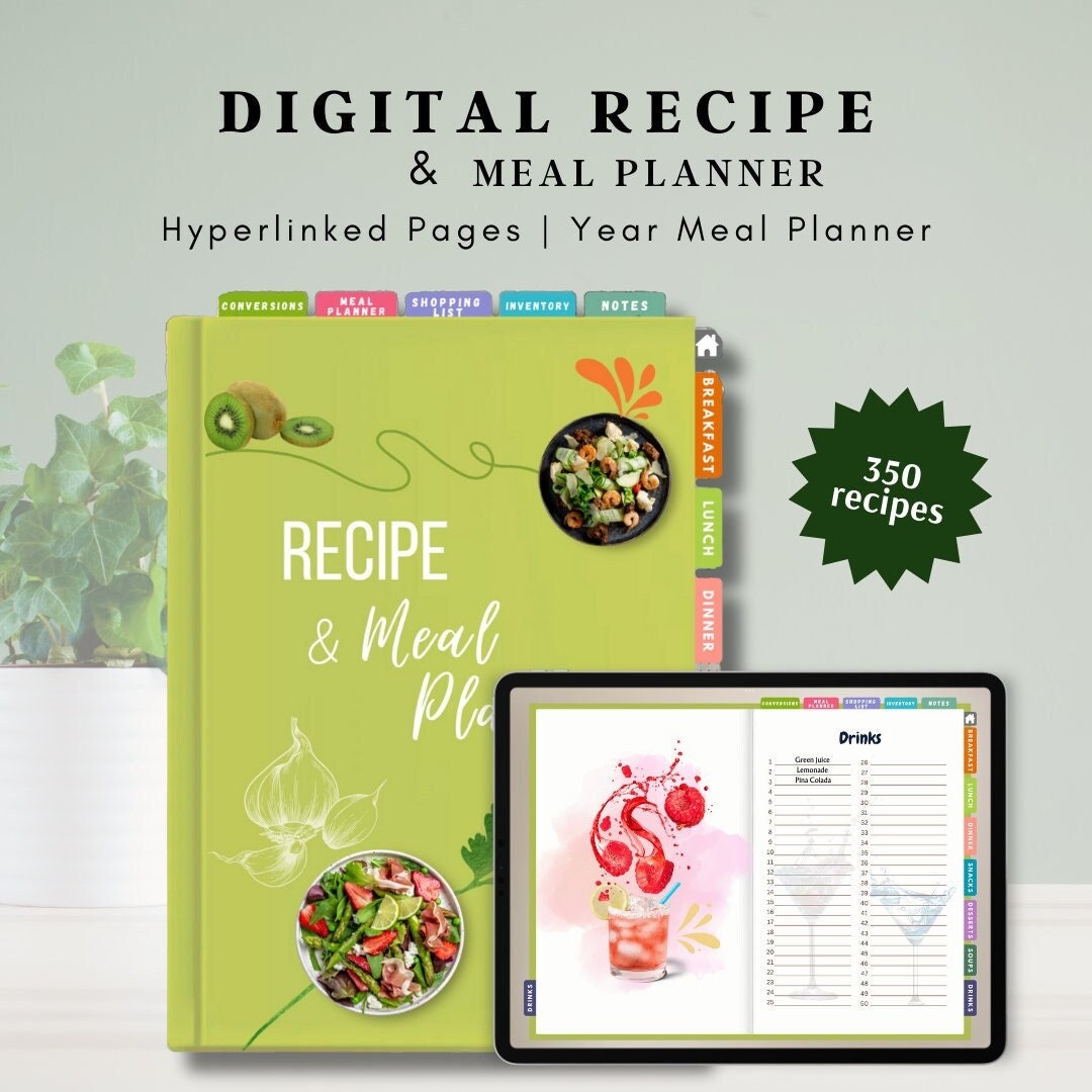 Digital Recipe & Meal Planner, Digital Recipe Book, Digital Meal ...