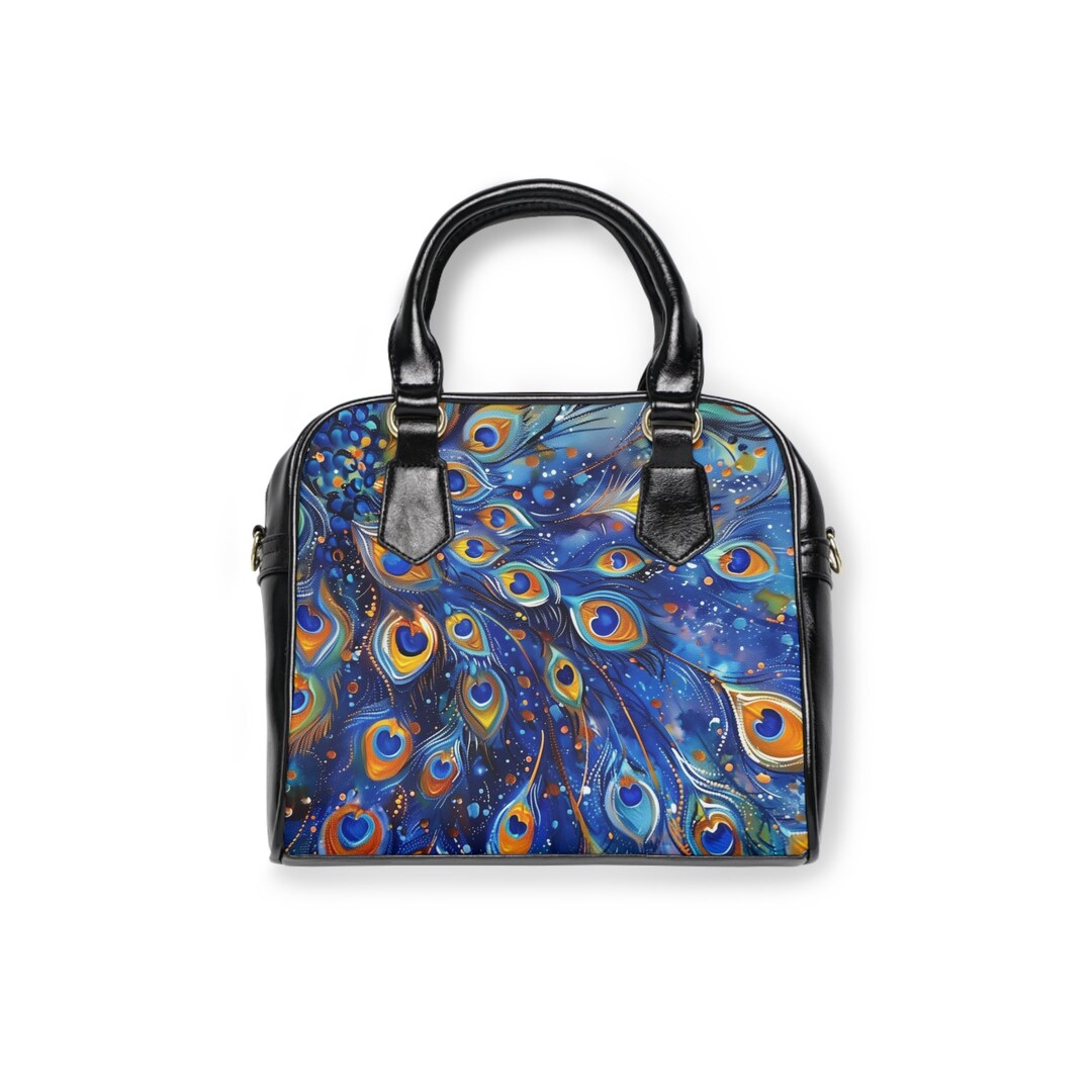 Peacock Feather Shoulder Handbag, Vibrant Swirling Colors Designer ...