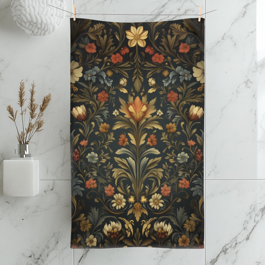 Vintage-inspired William Morris Botanical Hand Towel: Autumn Floral ...