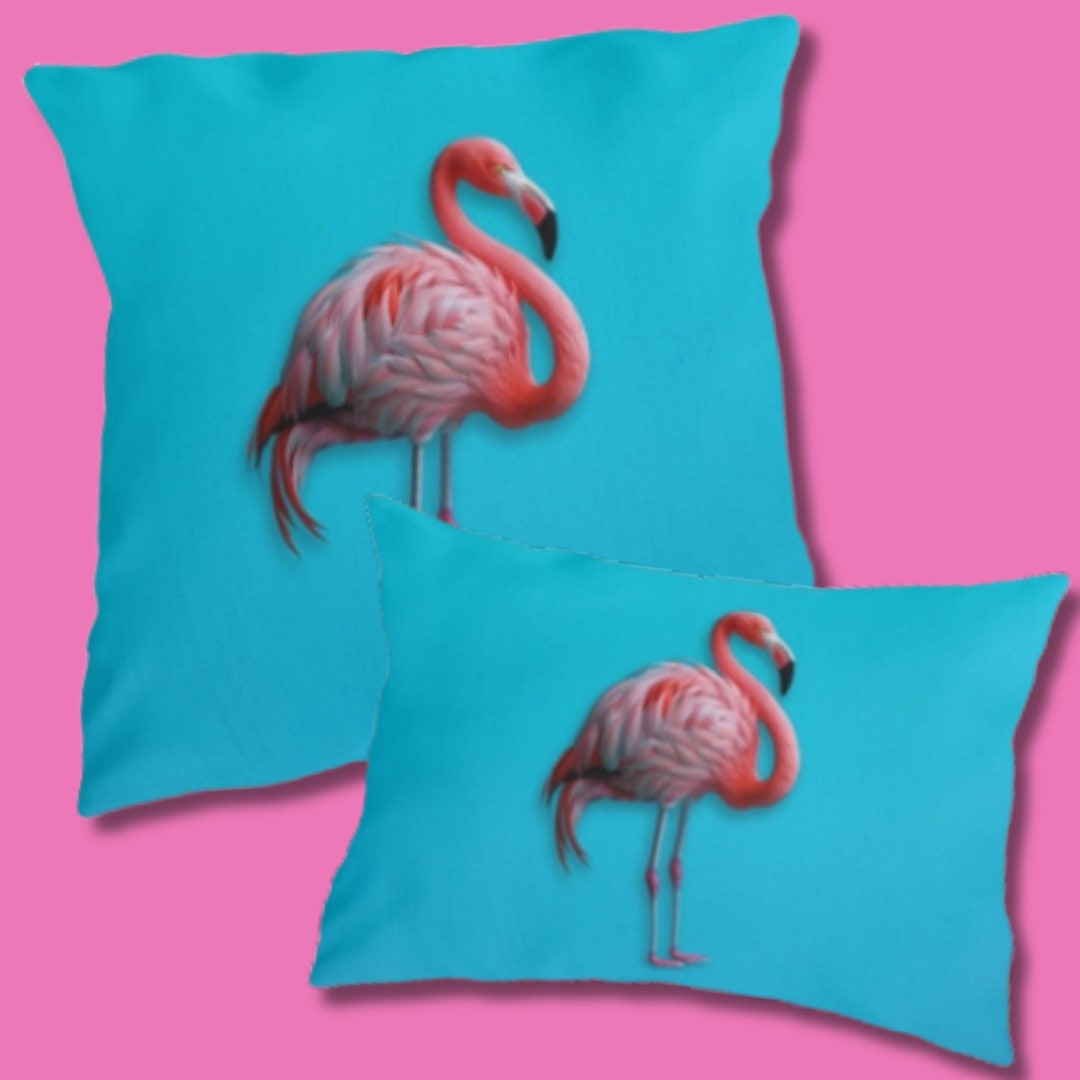 Pink Flamingo Outdoor Pillow: Tropical Turquoise Decor Outdoor Cushion ...