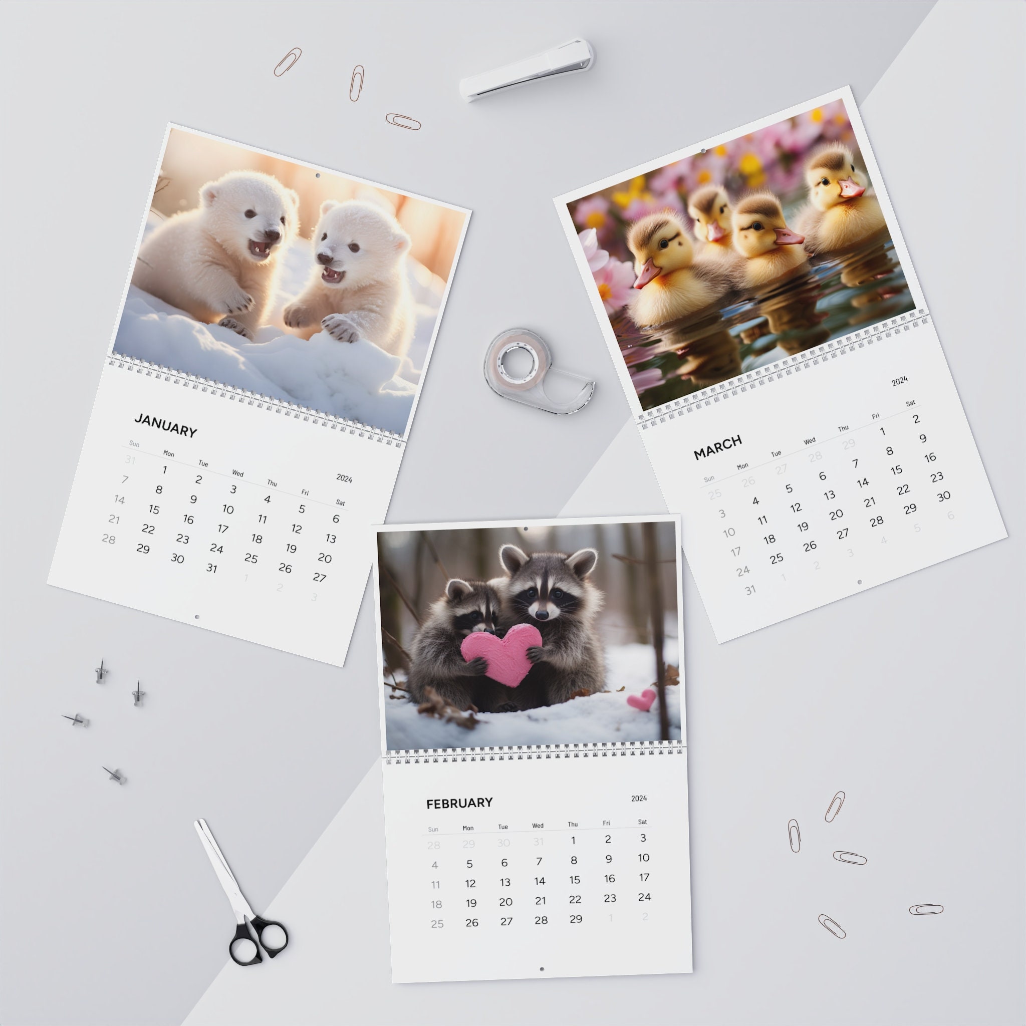 Wall Calendar 2024 Cute Baby Wildlife Baby Animals Calendar 11x8.5 ...