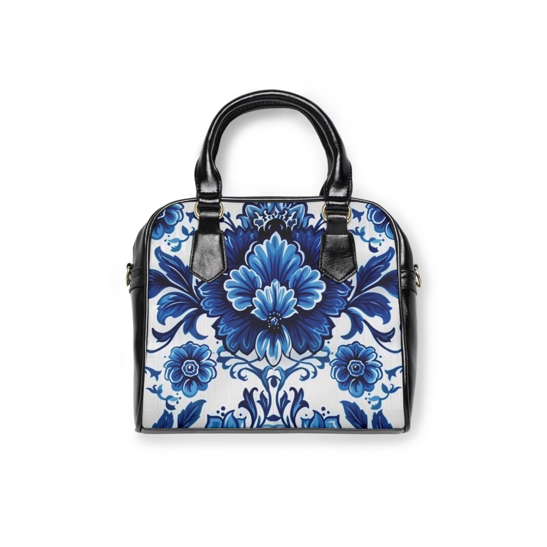 Blue and White Flora Shoulder Bag, Porcelain Pattern Designer Style ...