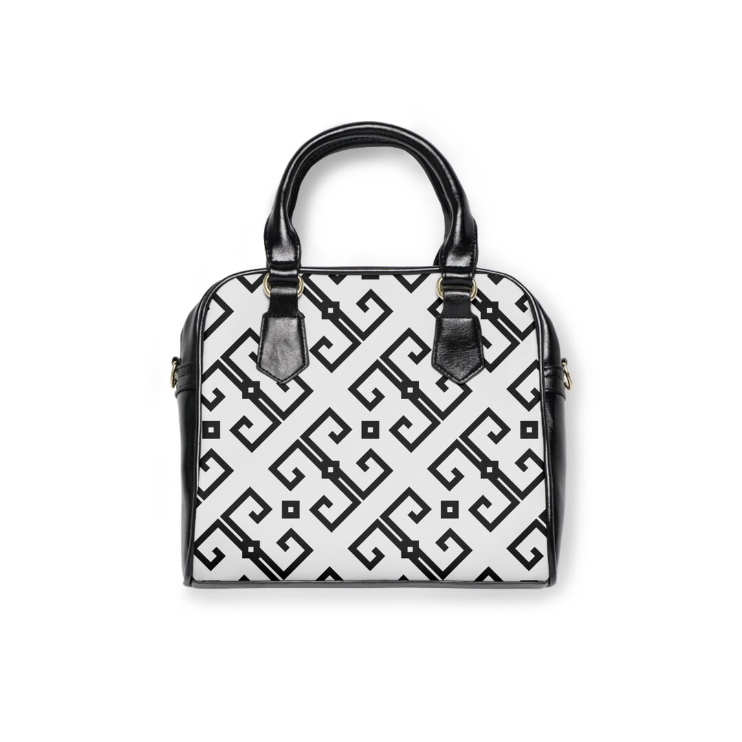 Shoulder Handbag High Quality PU Leather With Upscale Greek Key Pattern ...