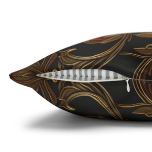 Classic Baroque Pattern Pillow Cover | Dark Background With Red & Gold ...