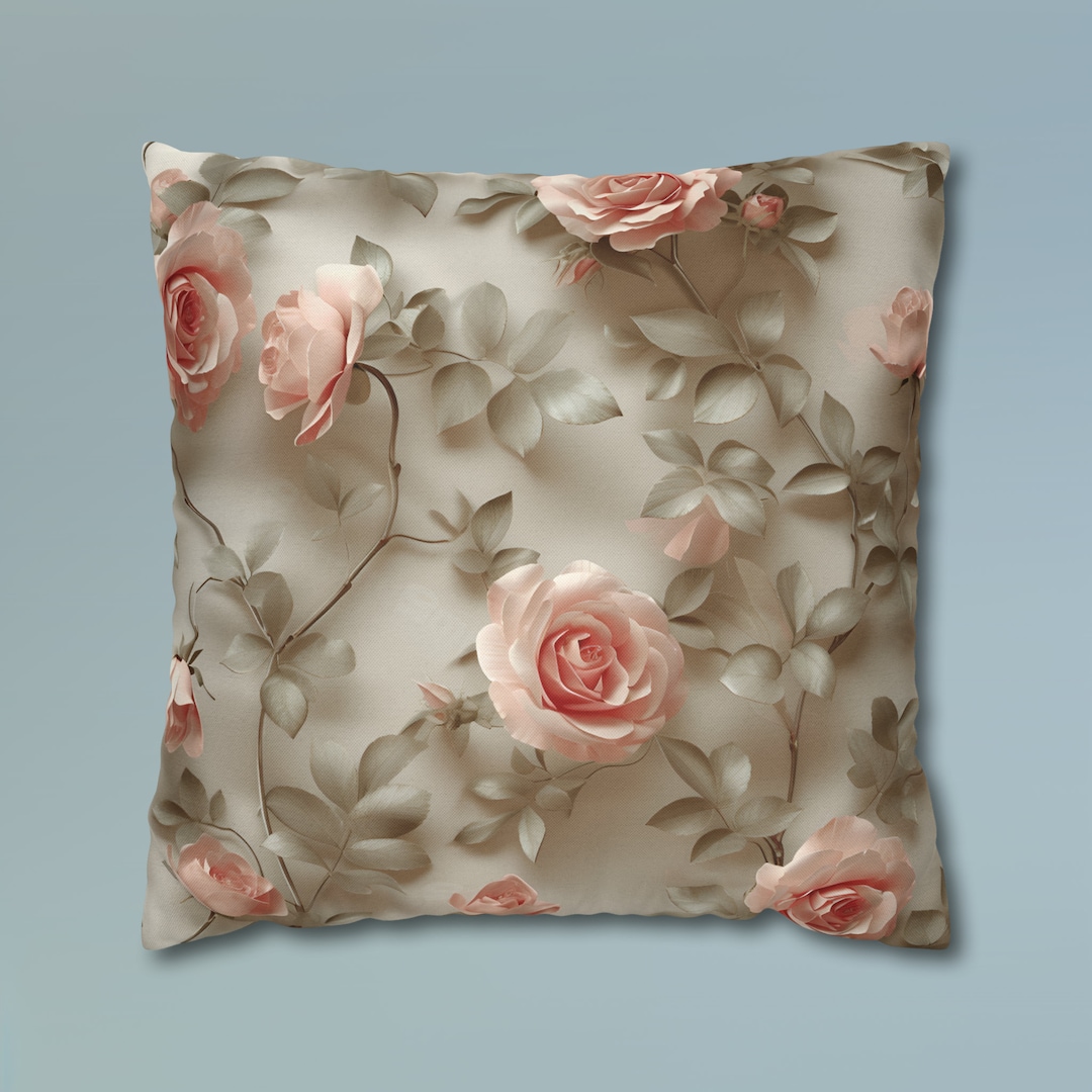 Pink Roses Pillow Cover Vintage-inspired Elegance Blush Pink Roses on ...