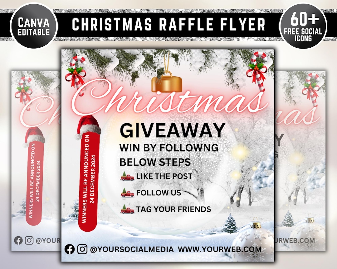 Christmas Raffle Flyer, Christmas Flyer, DIY Flyer Design Template ...