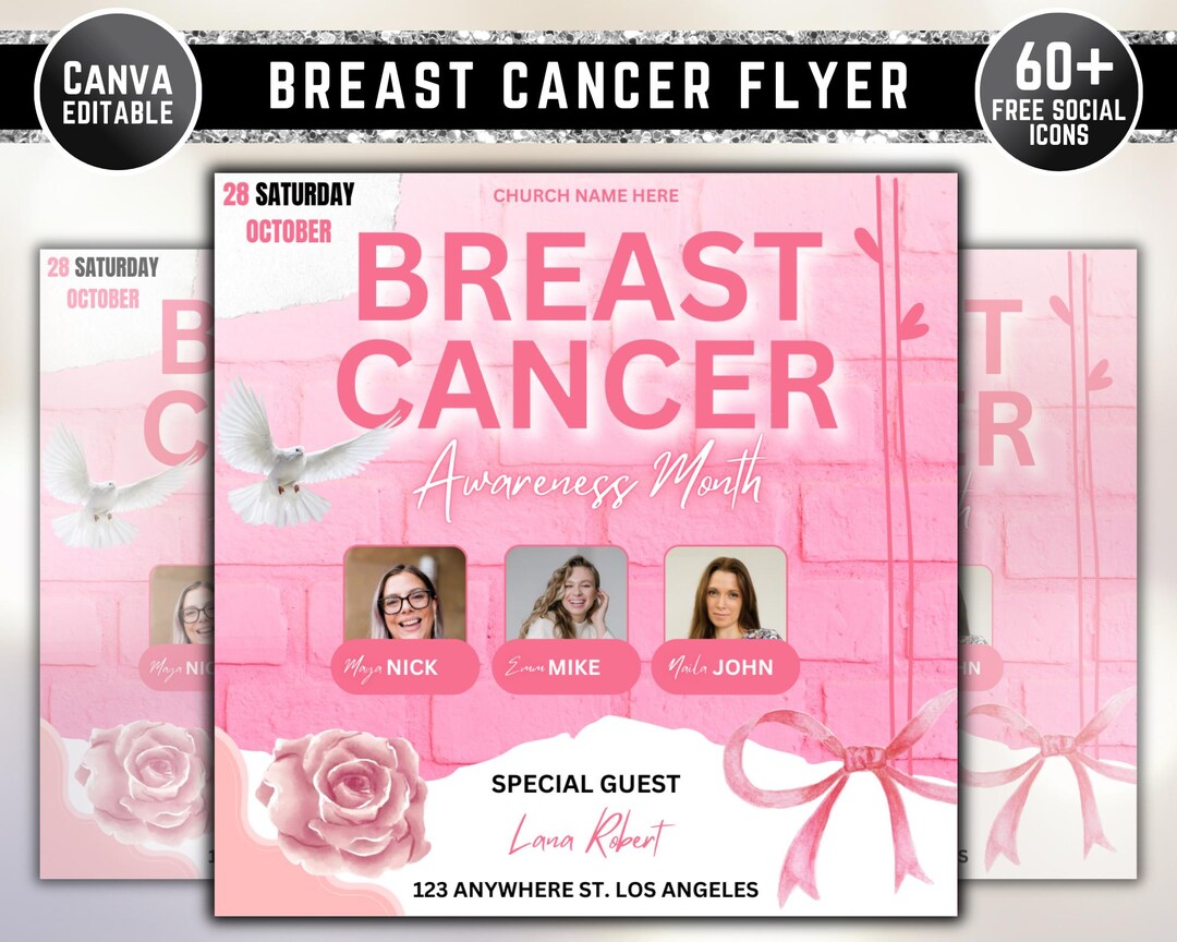 Breast Cancer Awareness Flyer, Breast Cancer Flyer, DIY Flyer Template ...