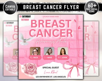 Breast Cancer Awareness Flyer, DIY Flyer Template Design, Breast Cancer ...
