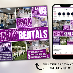 Party Rentals Flyer, Event Supplies Flyer, DIY Flyer Template Design ...