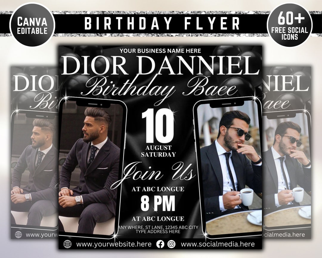 Male Birthday Flyer Invitation, Premade Party Flyer, Event Flyer, Bday ...