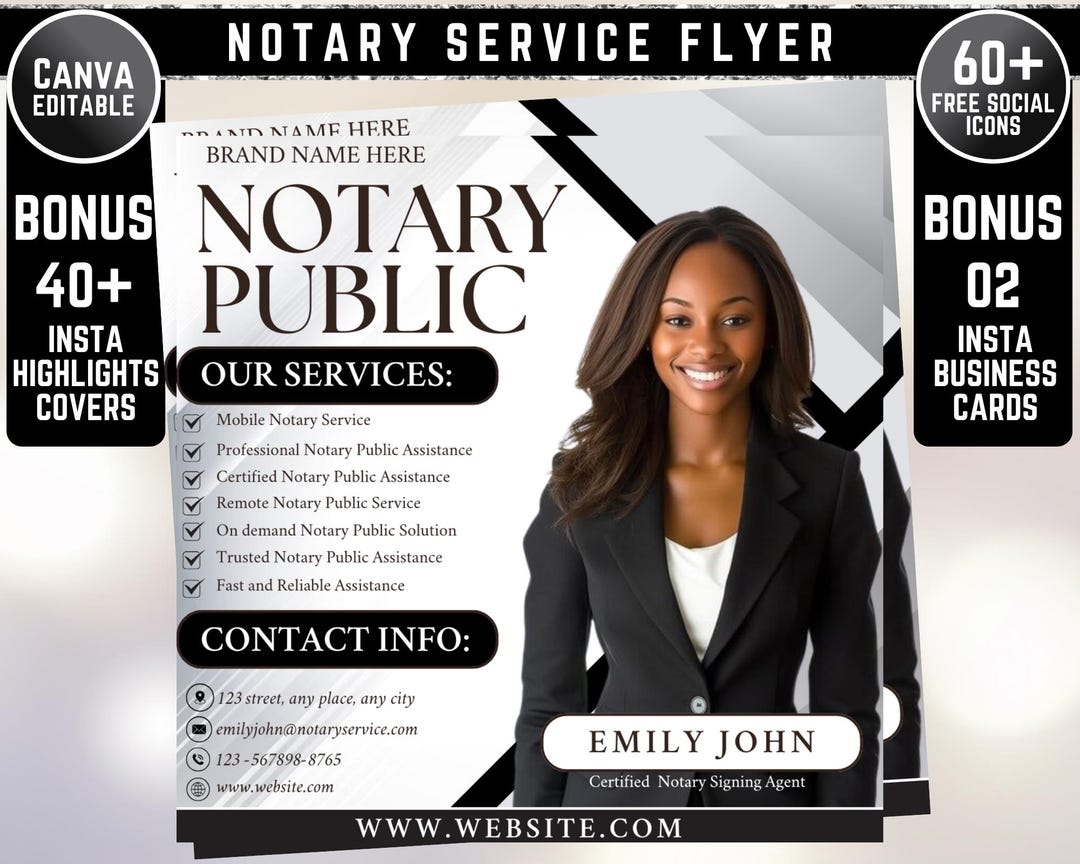 Notary Services Flyer, DIY Flyer Template Design, Notary Public Flyer ...