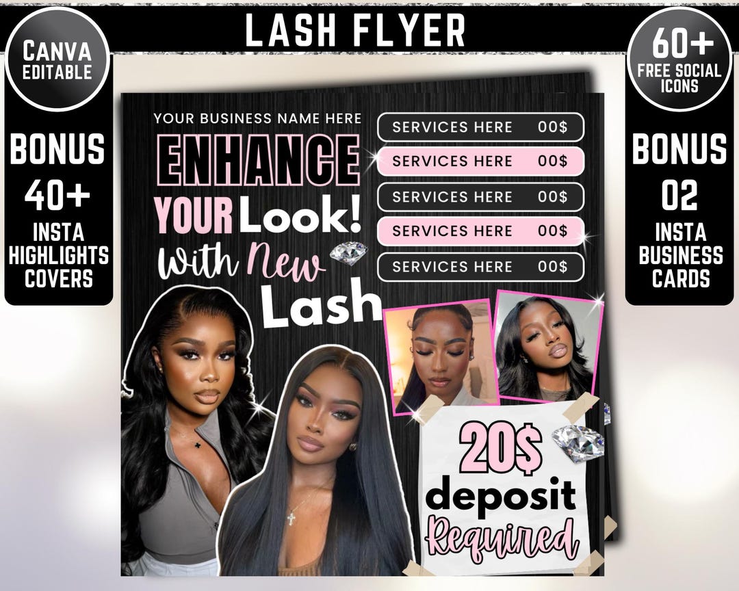 Lash Booking Flyer Lash Tech Flyer DIY Lash Flyer Lashes Flyer Lash ...