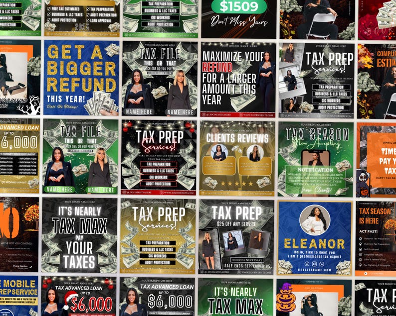 Tax Prep Service Flyers, 2026, Editable Canva Template - Etsy