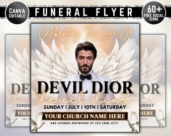 Memorial Funeral Announcement Flyer, Funeral Invitation, Funeral Announcement Template, Rest in ...