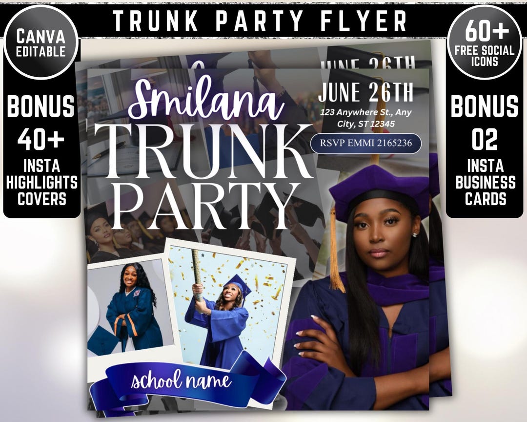 Trunk Party Flyer, Graduation Party Invitation, College Send off ...