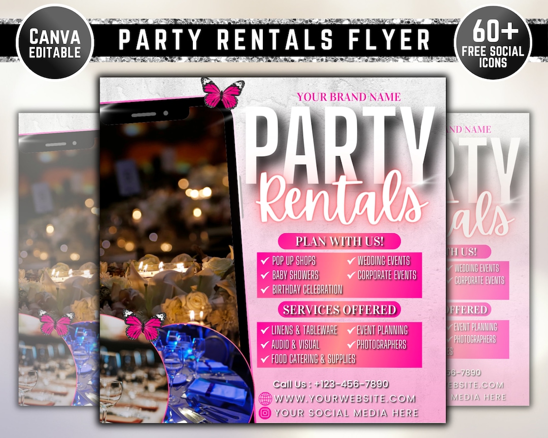 Party Rentals Flyer, Event Supplies Flyer, DIY Flyer Template Design ...