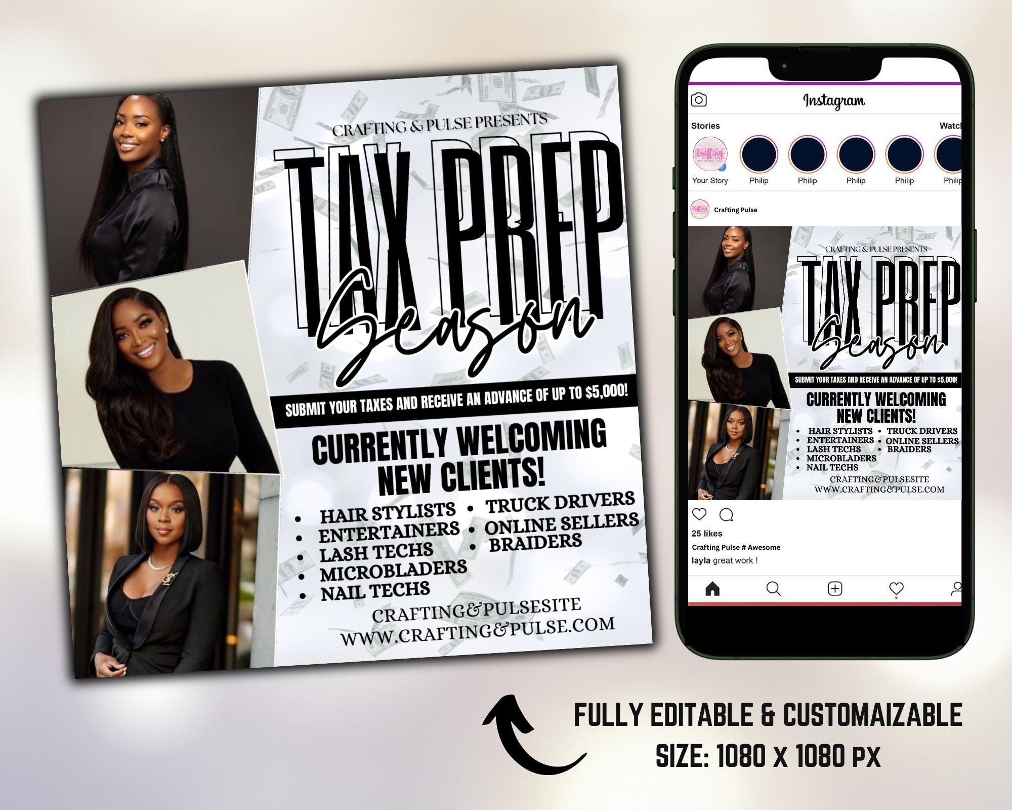 Tax Preparation Flyer, Tax Prep Flyer, Income Tax Preparer Flyer, DIY ...