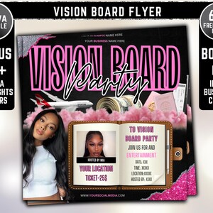 Vision Board Party Flyer, Vision Board Flyer, Manifesting Event Flyer ...