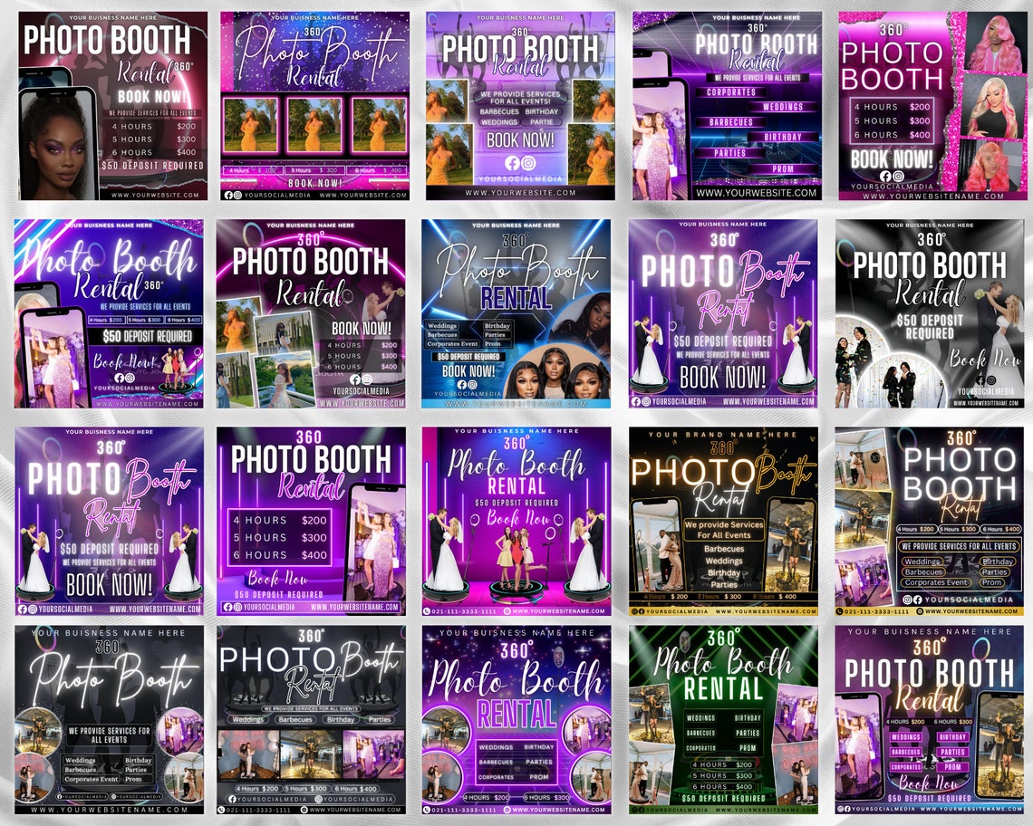 20, 360 Photo Booth Rental Flyer | DIY Event Photography Rental Party ...