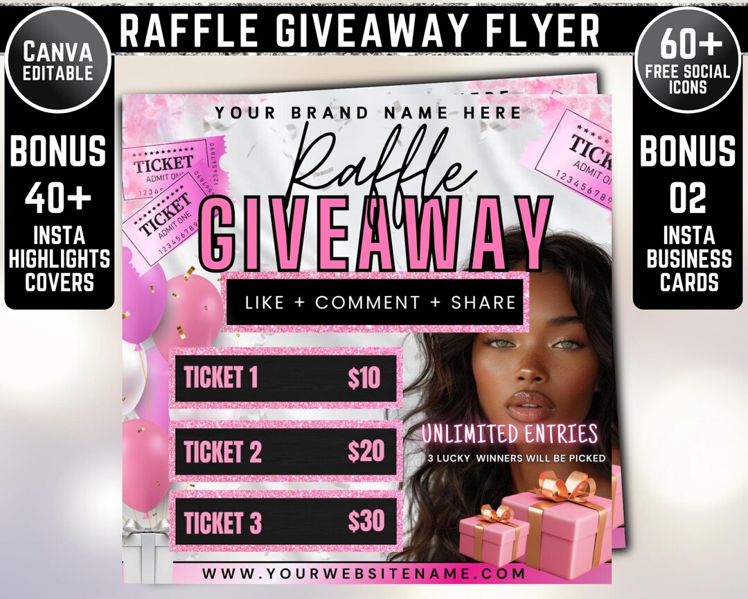 Raffle Giveaway Flyer, Raffle Flyer, DIY Giveaway Flyer, Raffle Ticket ...