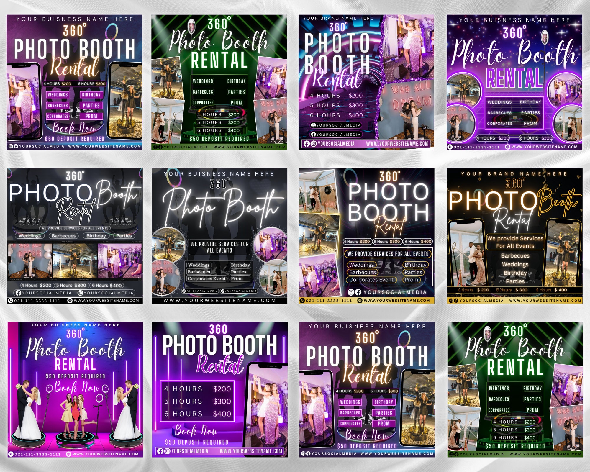 Bundle of 10, 360 Photo Booth Rental Flyer | DIY Event Photography ...