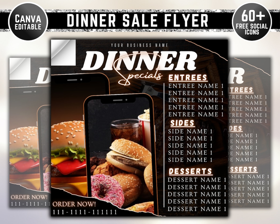 Dinner Sale Flyer, Dinner Menu, Dinner Special, Flyer for Restaurant ...