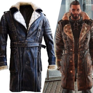 Battle Fallout 4 Leather Coat Cosplay Costume Trench Overcoat - Etsy