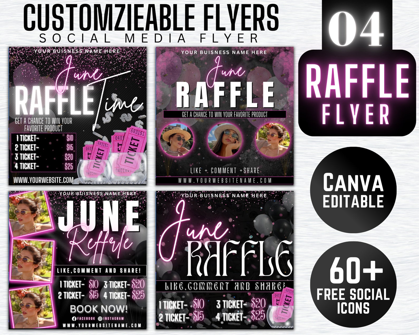 04 Raffle Flyer, DIY Flyer Design Template, Giveaway Flyer,raffle ...