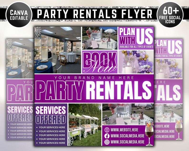 Party Rentals Flyer, Event Supplies Flyer, DIY Flyer Template Design ...