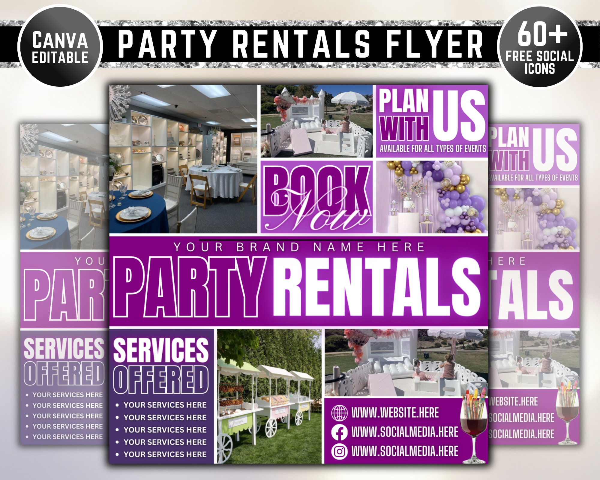 Party Rentals Flyer, Event Supplies Flyer, DIY Flyer Template Design ...
