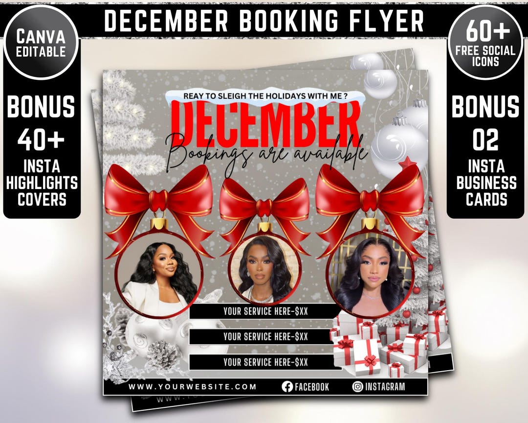 December Booking Flyer, December Books Open, Christmas Booking Flyer ...