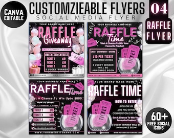 Pink Raffle Flyer Raffle Ticket Flyer Giveaway Flyer Hair Raffle Flyer ...
