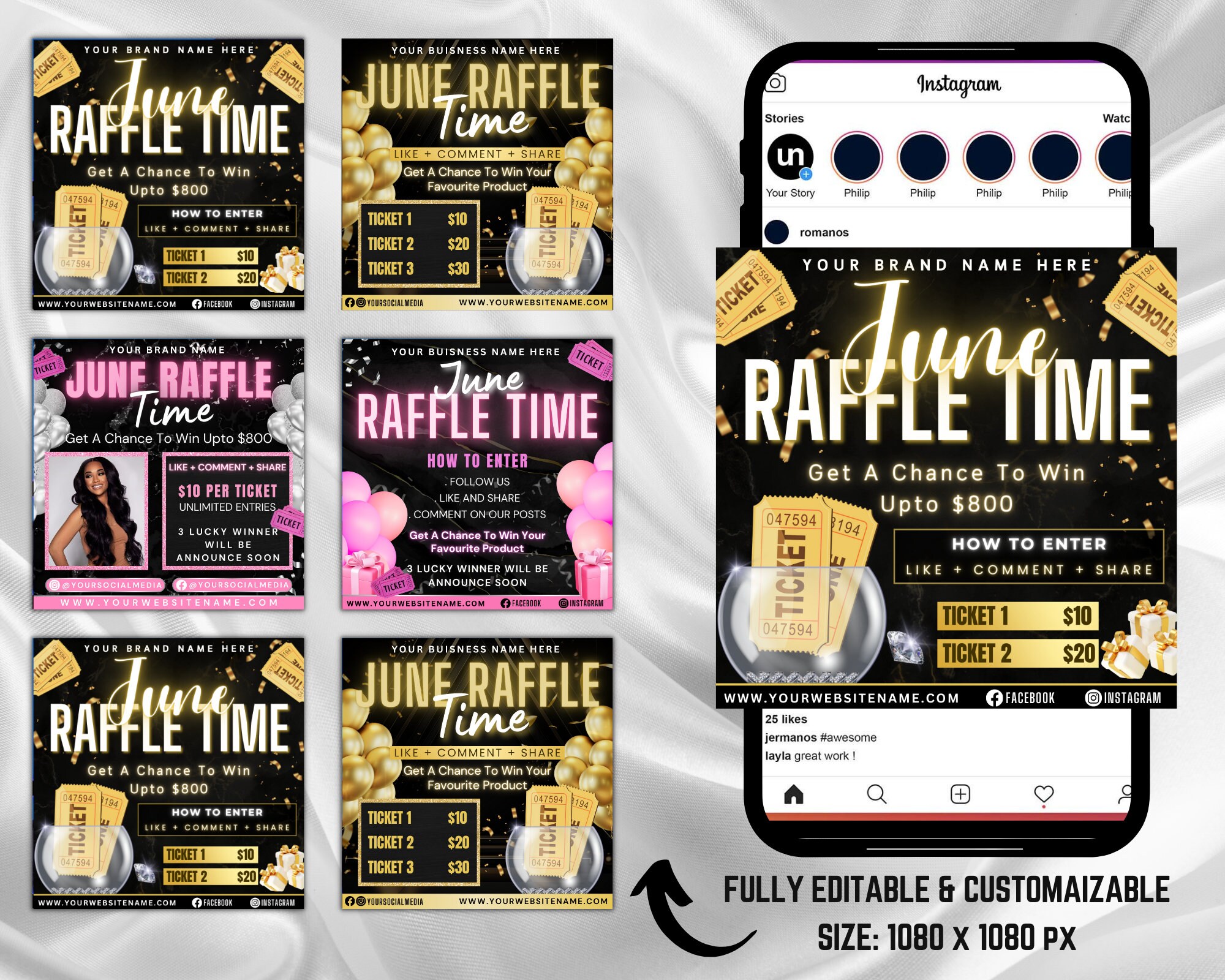 Raffle Flyer, DIY Giveaway Flyer, Raffle Ticket Flyer, Prize Flyer ...