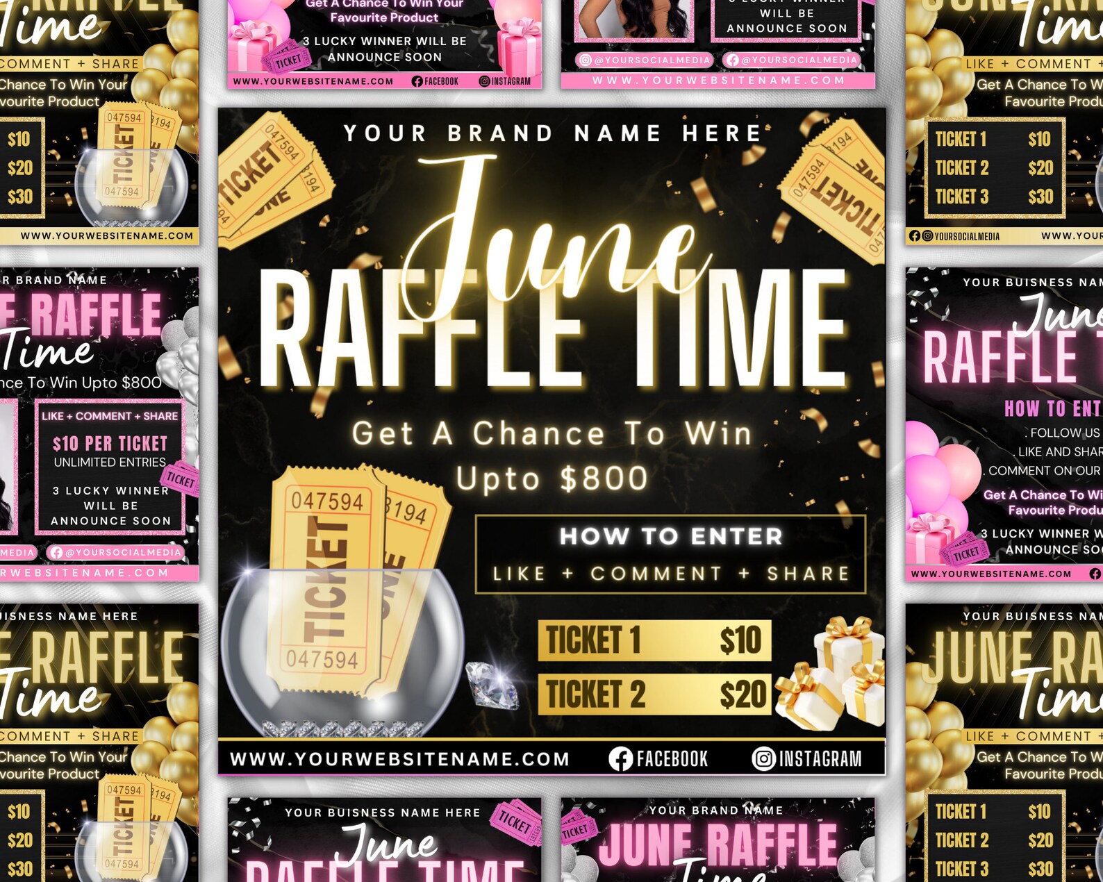 Raffle Flyer, DIY Giveaway Flyer, Raffle Ticket Flyer, Prize Flyer ...