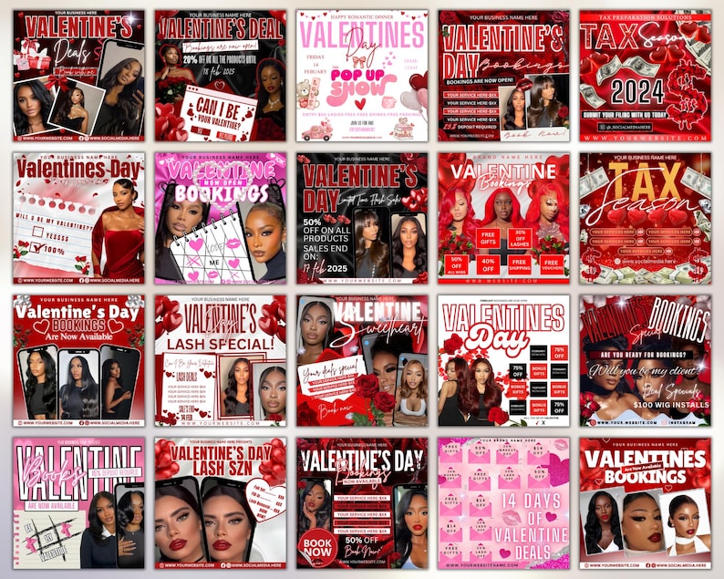 Valentine's Day Booking Flyer: Hair, Lashes, Nails - DIY Canva Template ...