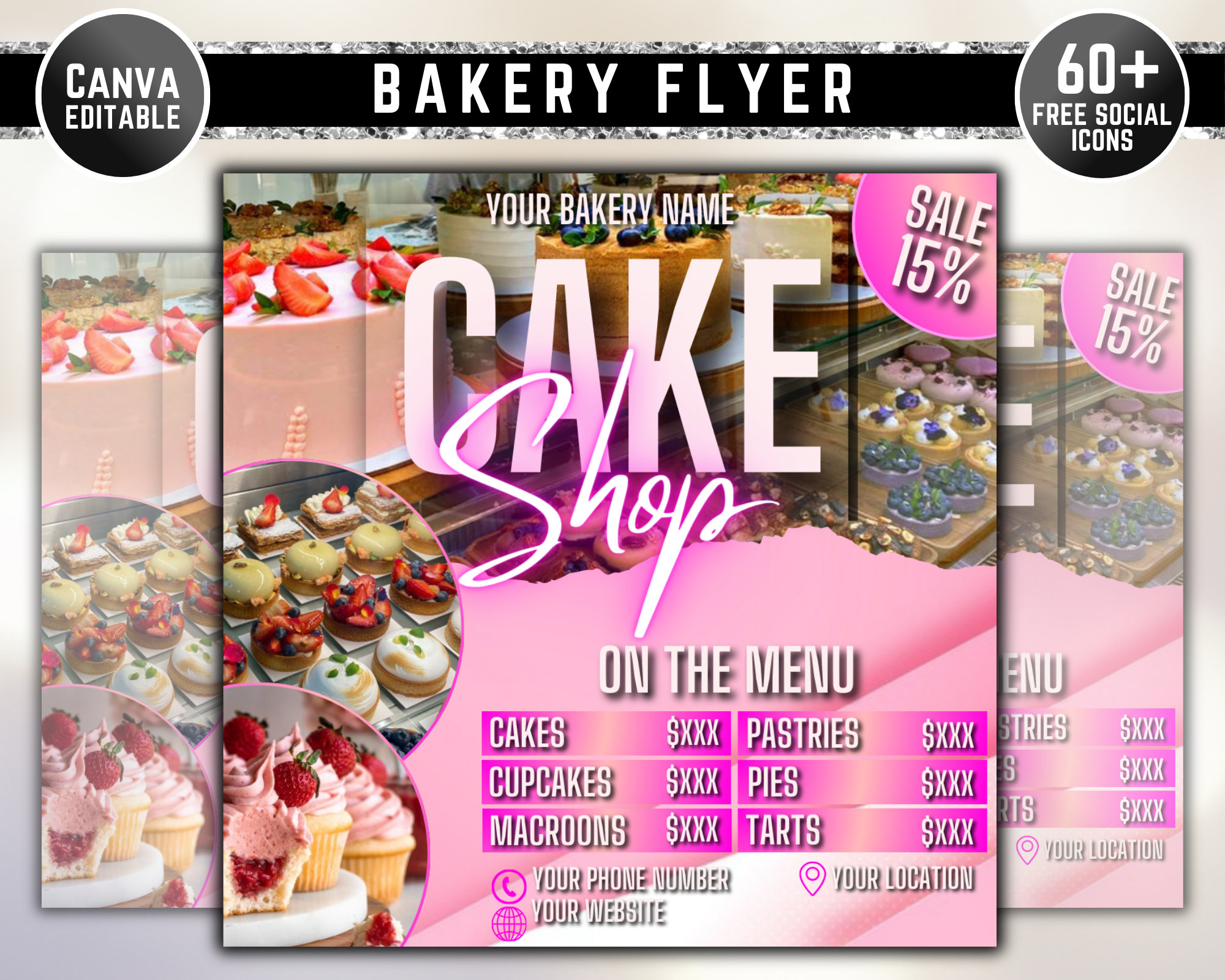 Bakery Flyer, Cake Flyer, Sweet Treats Dessert Flyer, DIY Flyer ...