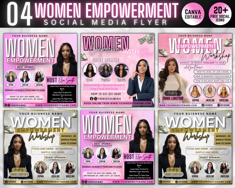 04 Women's Conference Flyer, Women's Empowerment Flyer, Womens Brunch ...