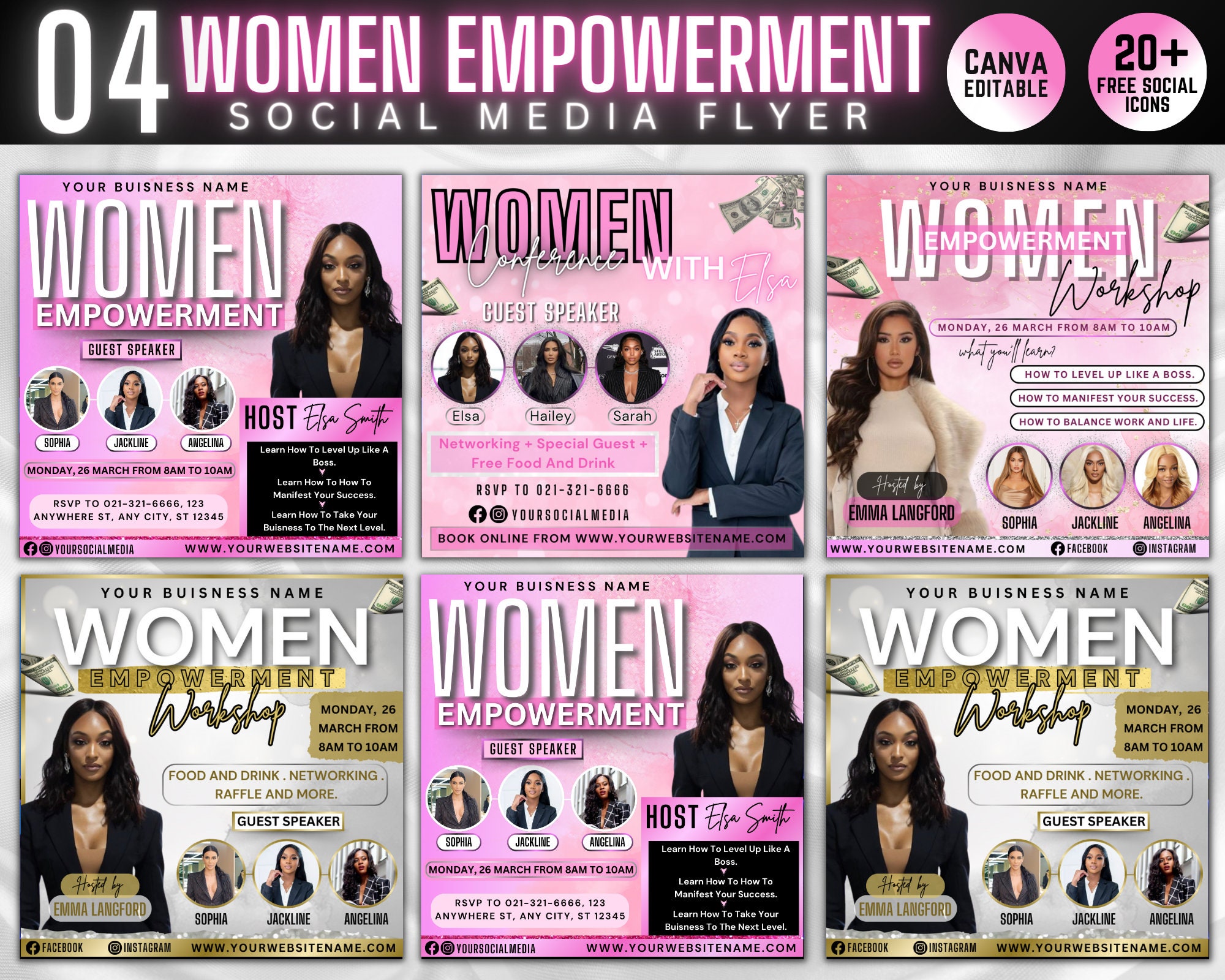 04 Women's Conference Flyer, Women's Empowerment Flyer, Womens Brunch ...